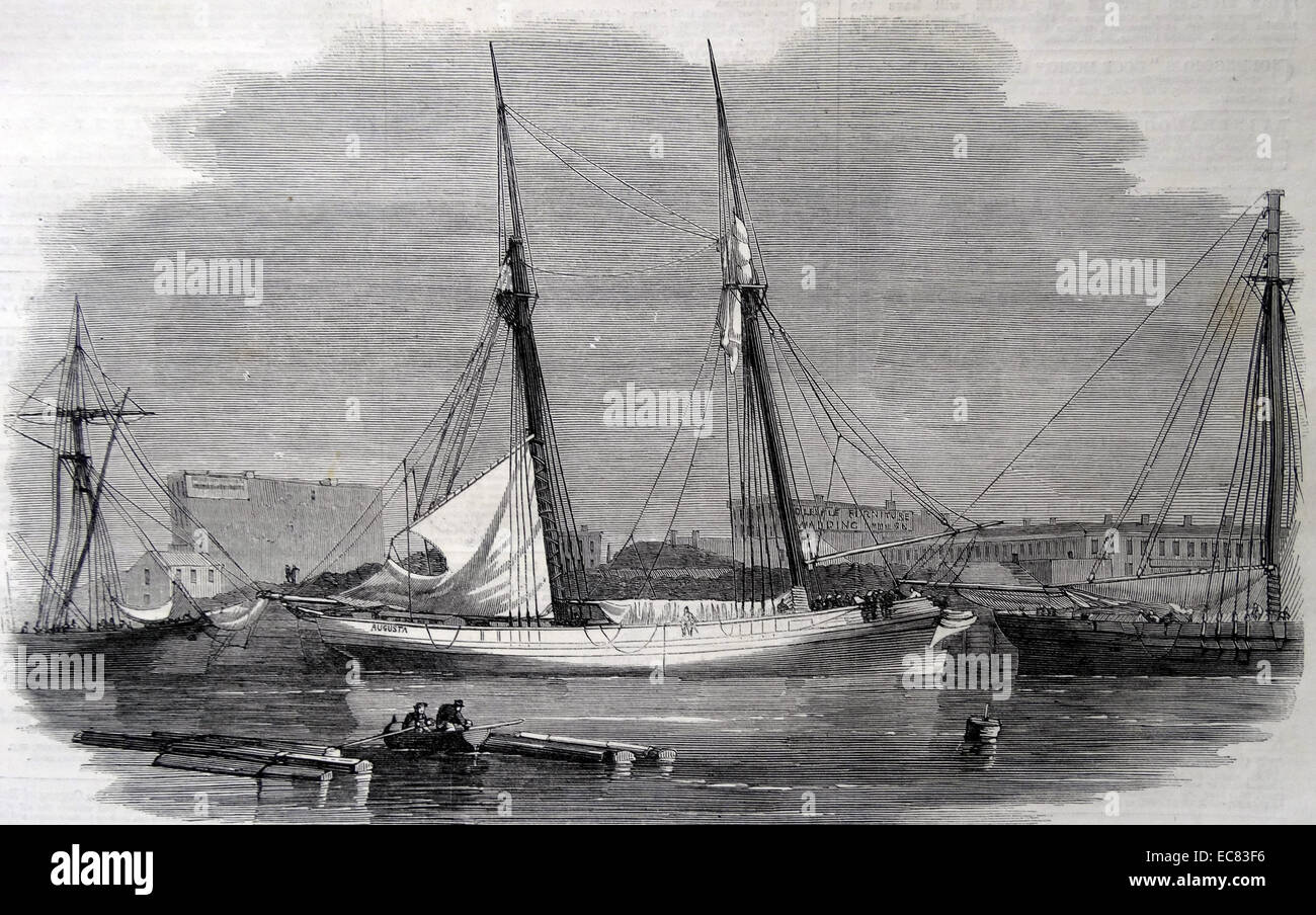 The Scooner 'Augusta' in port at Chicago after her collision with the ...