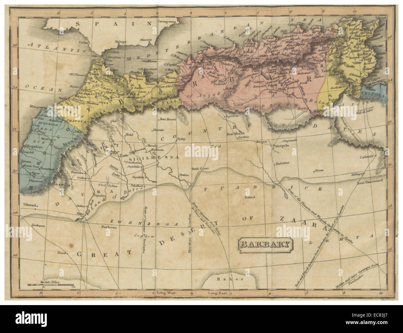 This 1817 map illustrates the Barbary States of North Africa, a ...