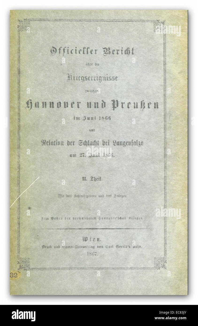 This 1867 official report details the war events between Hanover and ...