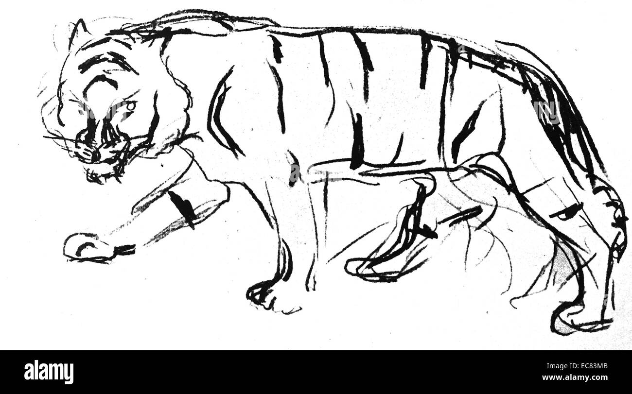 Work entitled Tiger by the Norwegian artist Edvard Munch (1863-1944 ...