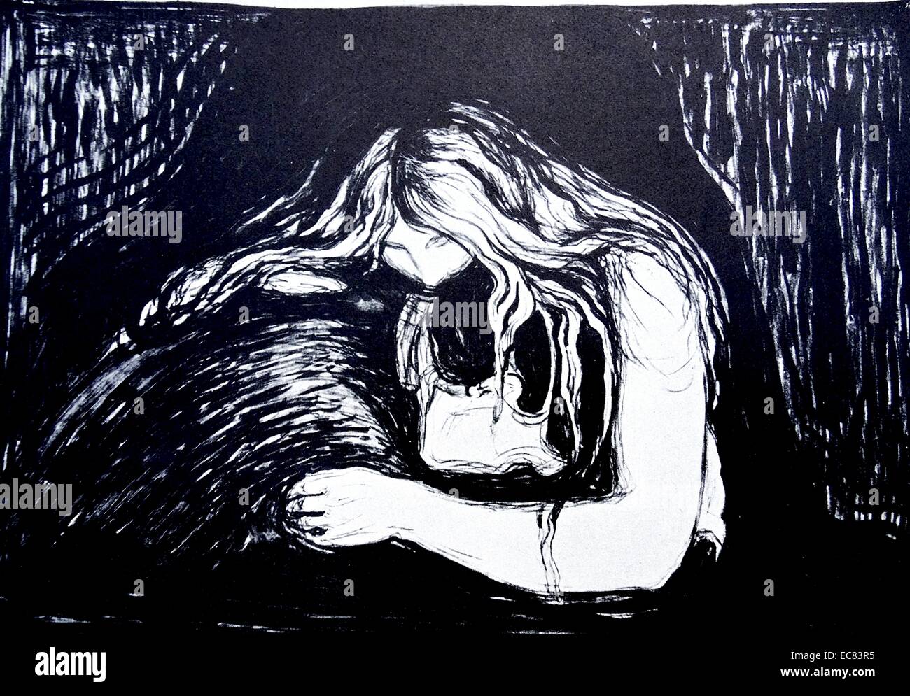 Work entitled Vampire by Norwegian artist Edvard Munch (1863-1944 ...