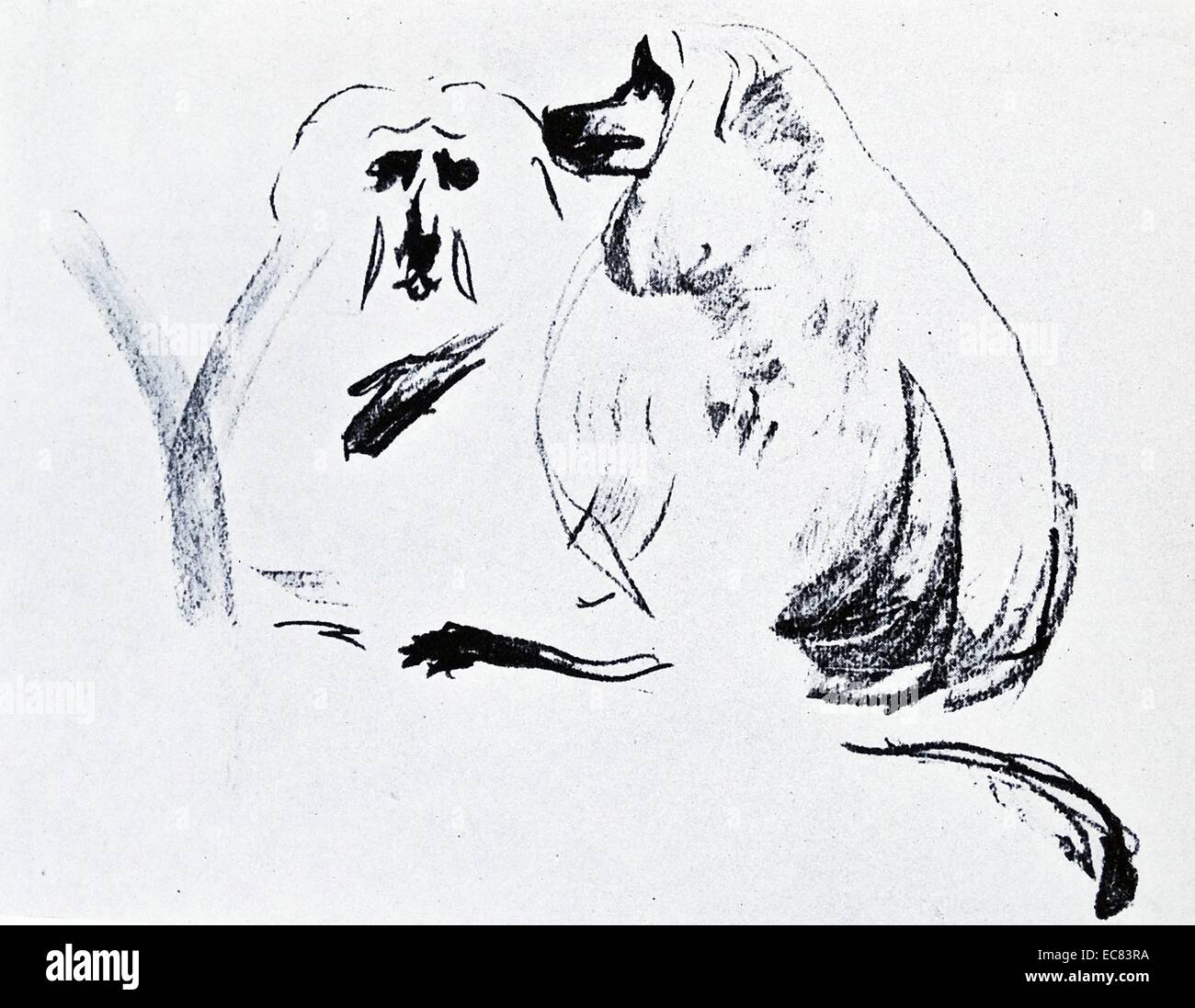 Work entitled To Love Monkeys by the Norwegian artist Edvard Munch ...