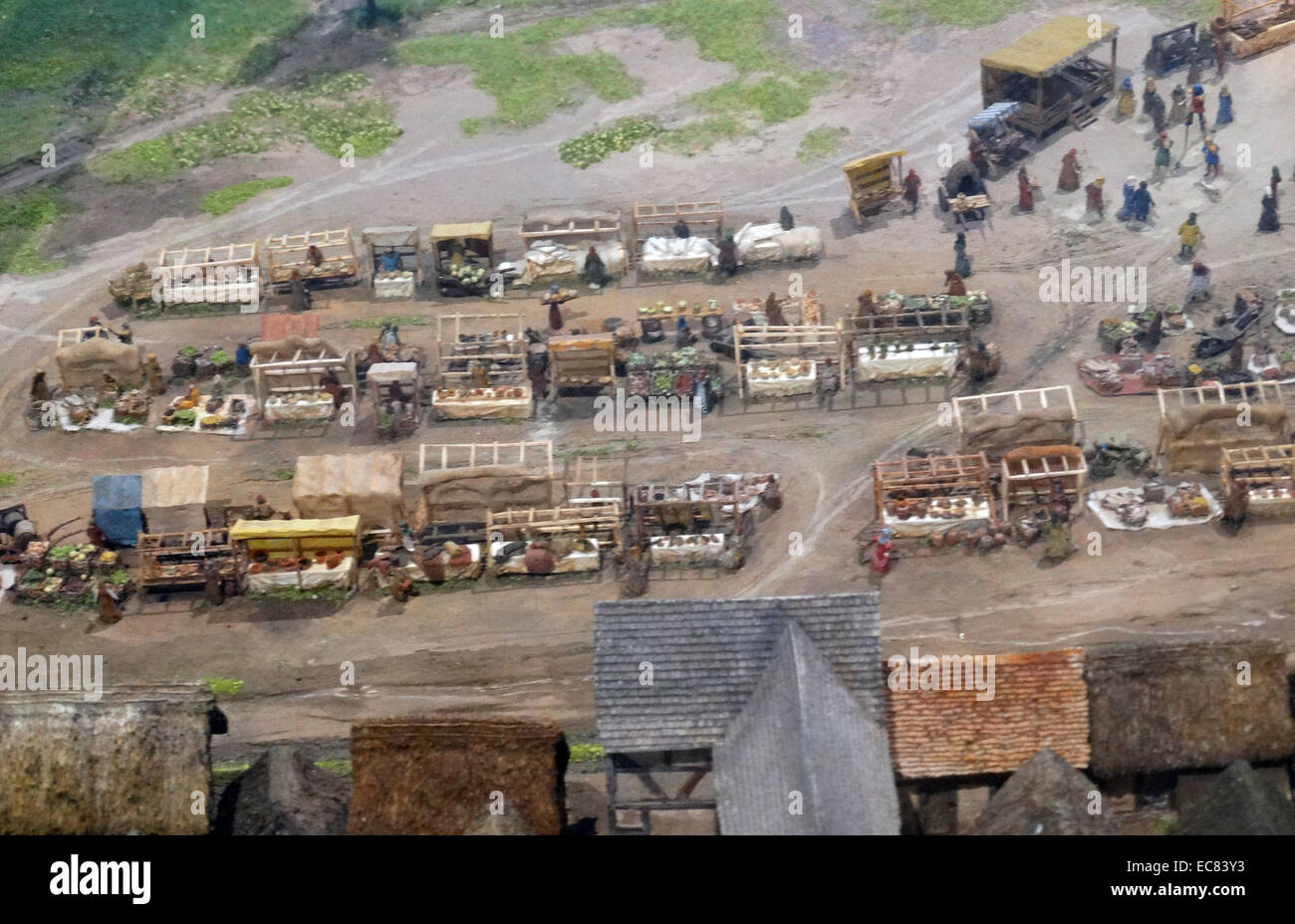 Model of an open-air; street market in Birmingham 1300. This would have ...