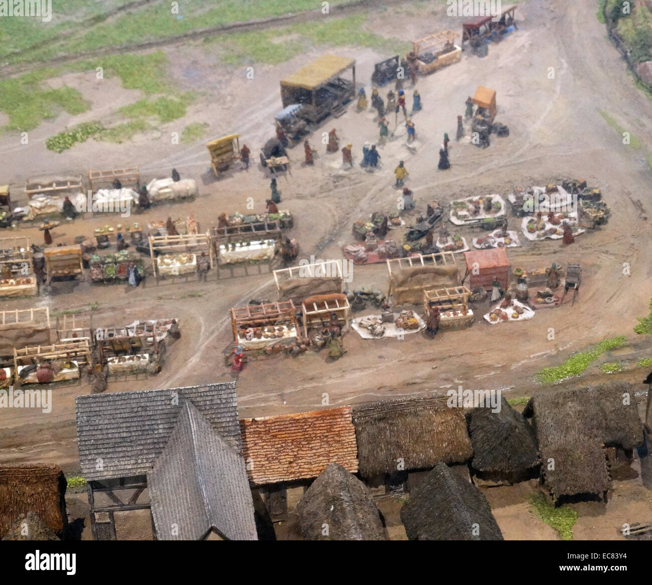 Model of an open-air; street market in Birmingham 1300. This would have ...