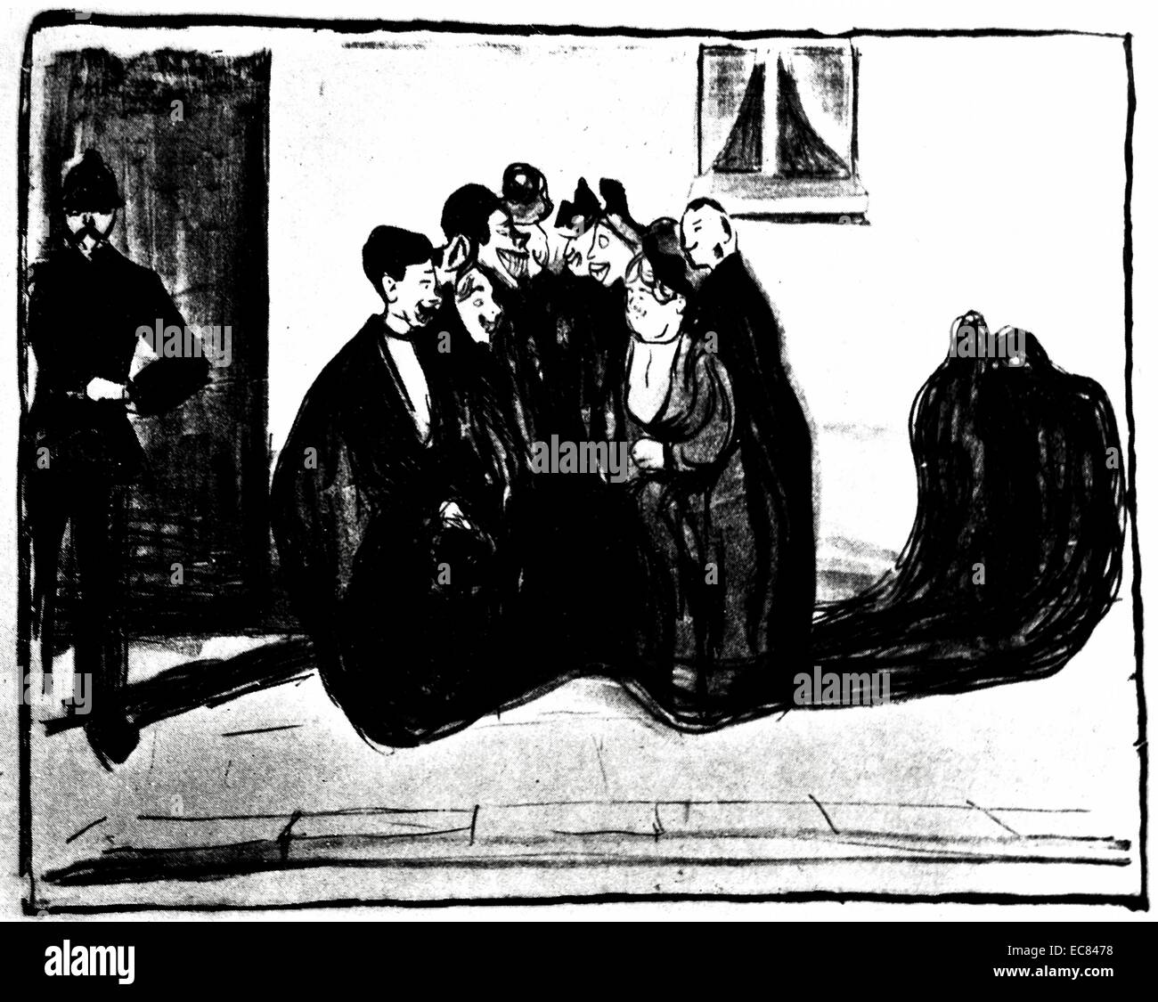 Group of people in conversation by the Norwegian artist Edvard Munch ...