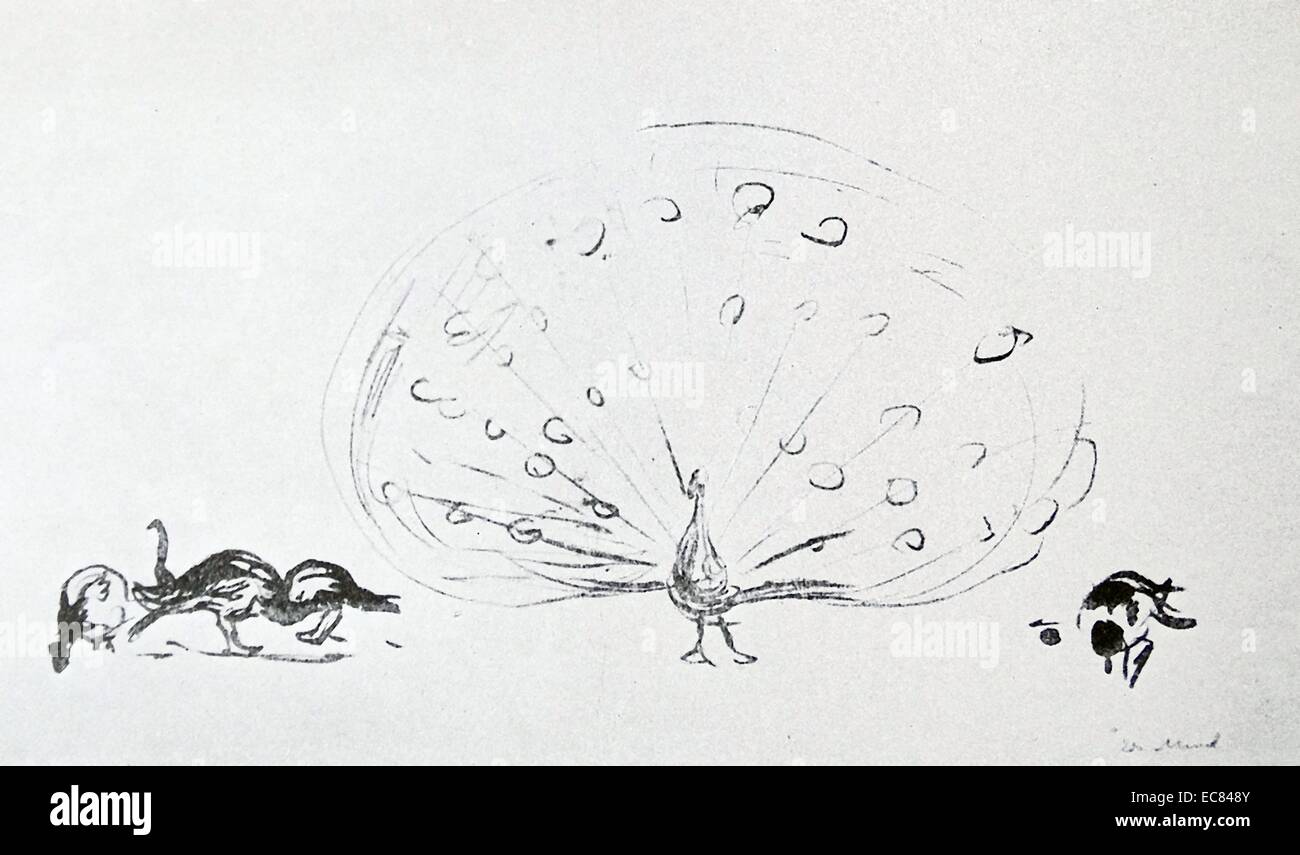 Work entitled Peacock Family by the Norwegian artist Edvard Munch (1863 ...