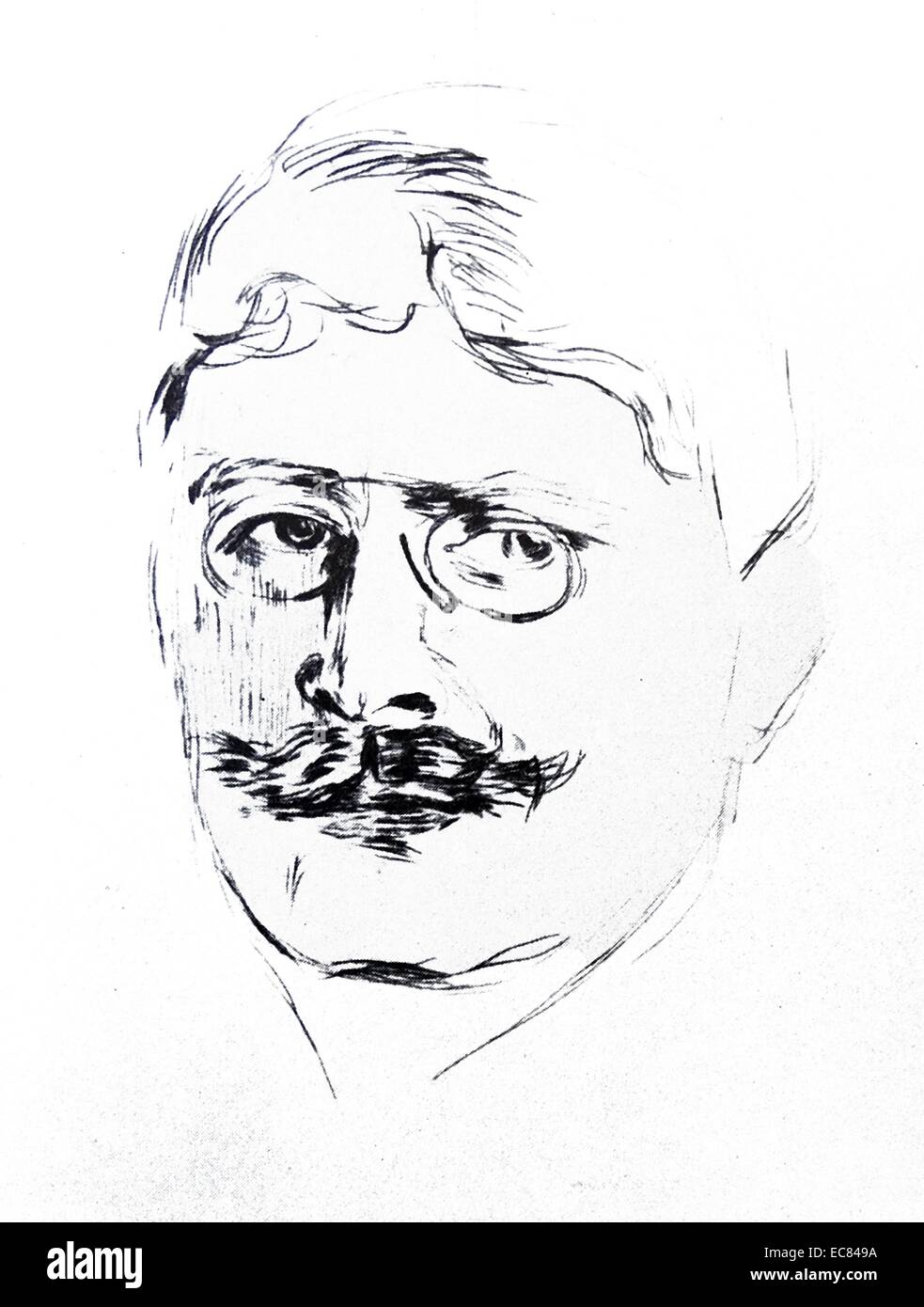 Portrait of Knut Hamsun by the Norwegian artist Edvard Munch (1863-`944 ...