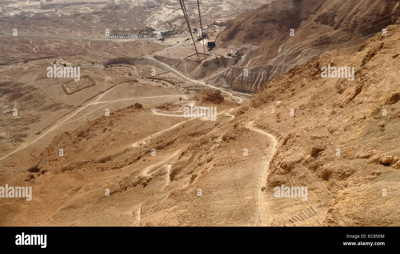 Remains of Roman forts; surrounding Masada. Masada is an ancient ...
