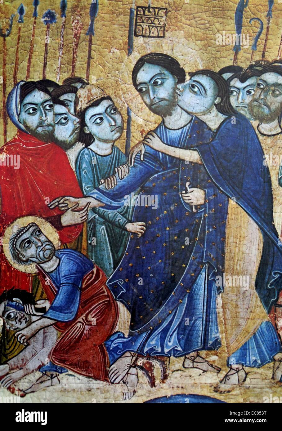 Fresco of Christ on the Cross and scenes from the Passion - The Kiss of ...