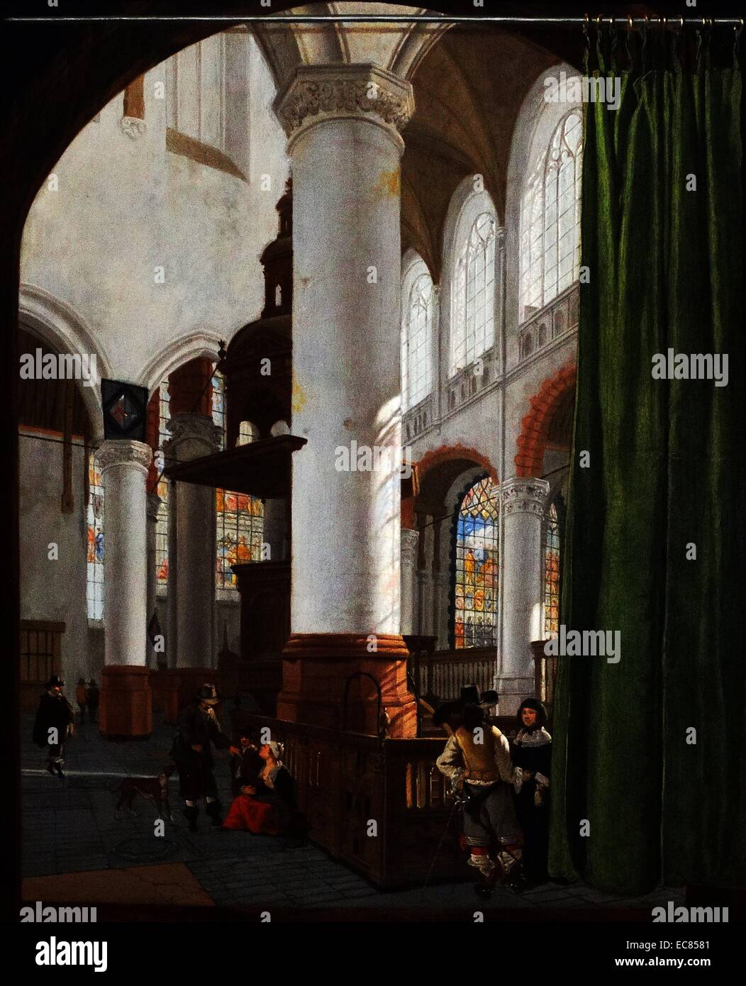 Interior of the Oude Kerk in Delft. Painted by Gerrit Houckgeest (1600 ...