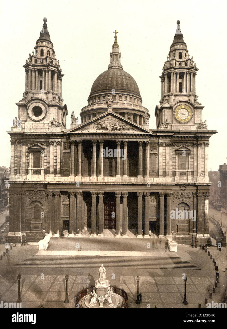 Hand coloured photograph of St Paul's Cathedral a Church of England ...