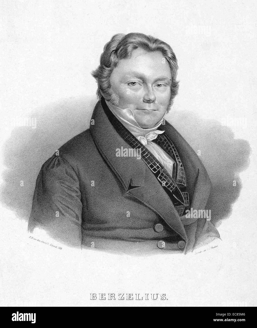 Engraving of Jons Jacob Berzelius (1779-1848) a Swedish chemist. Dated ...
