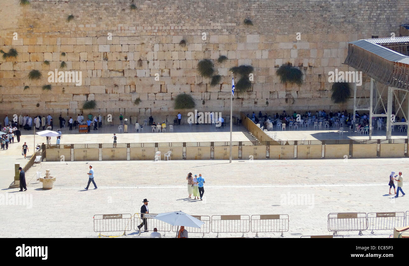 The Western Wall; Wailing Wall or Kotel; in the Old City of Jerusalem ...