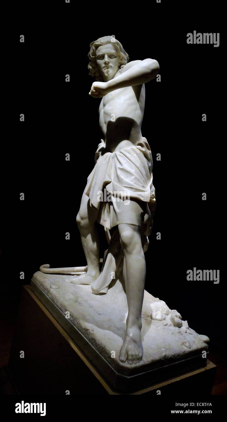Marble figurine of David about to sling a stone at Goliath. By Pietro ...