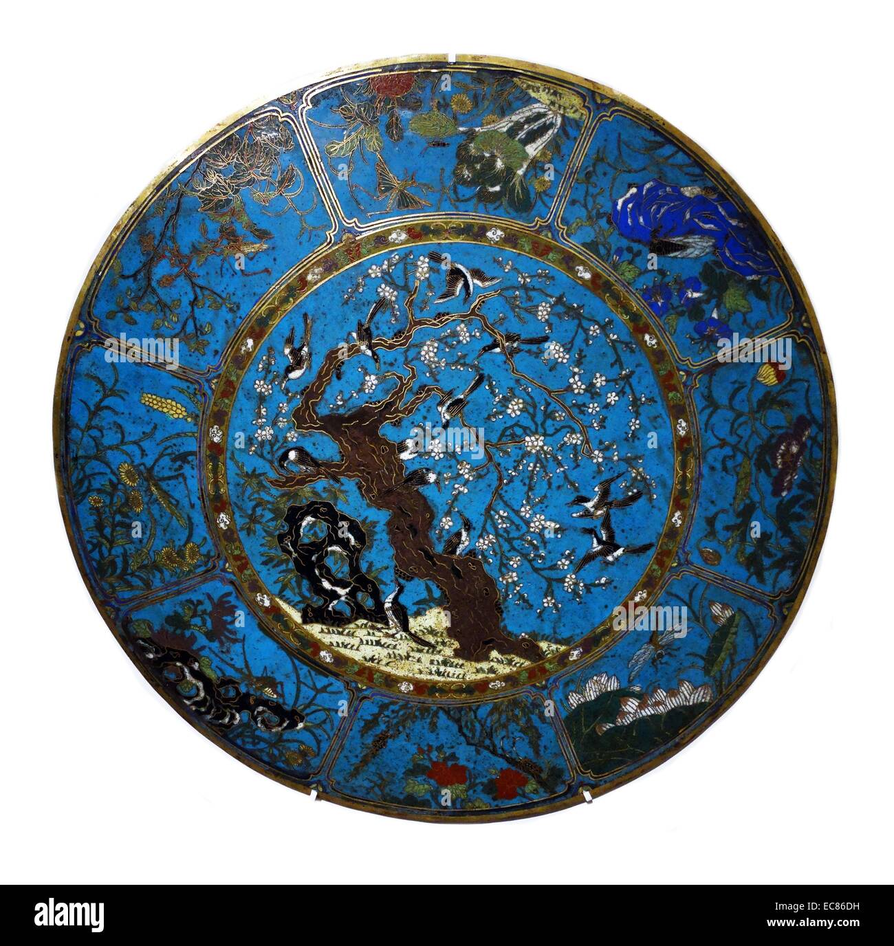 Chinese plaque depicting Magpies and a blossoming plum tree. Dated 17th ...