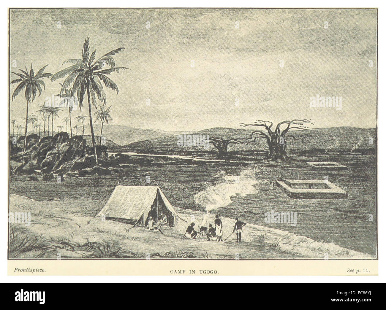 This 1889 illustration by Ashe depicts a camp in Ugogo, an area in ...