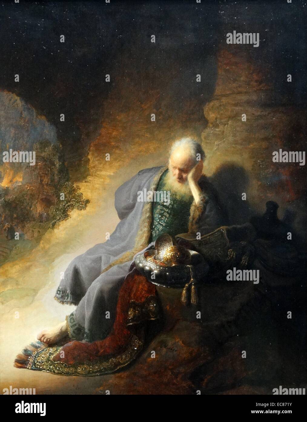 Painting of Jeremiah Lamenting the Destruction of Jerusalem. Painted by ...