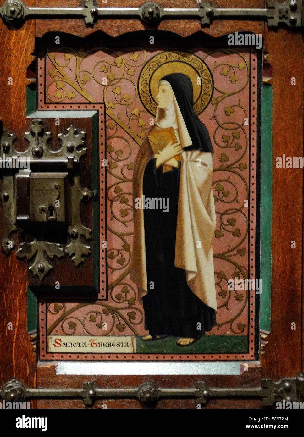 Detail from a Music Cabinet with a relic of St Cecilia. Designed by ...