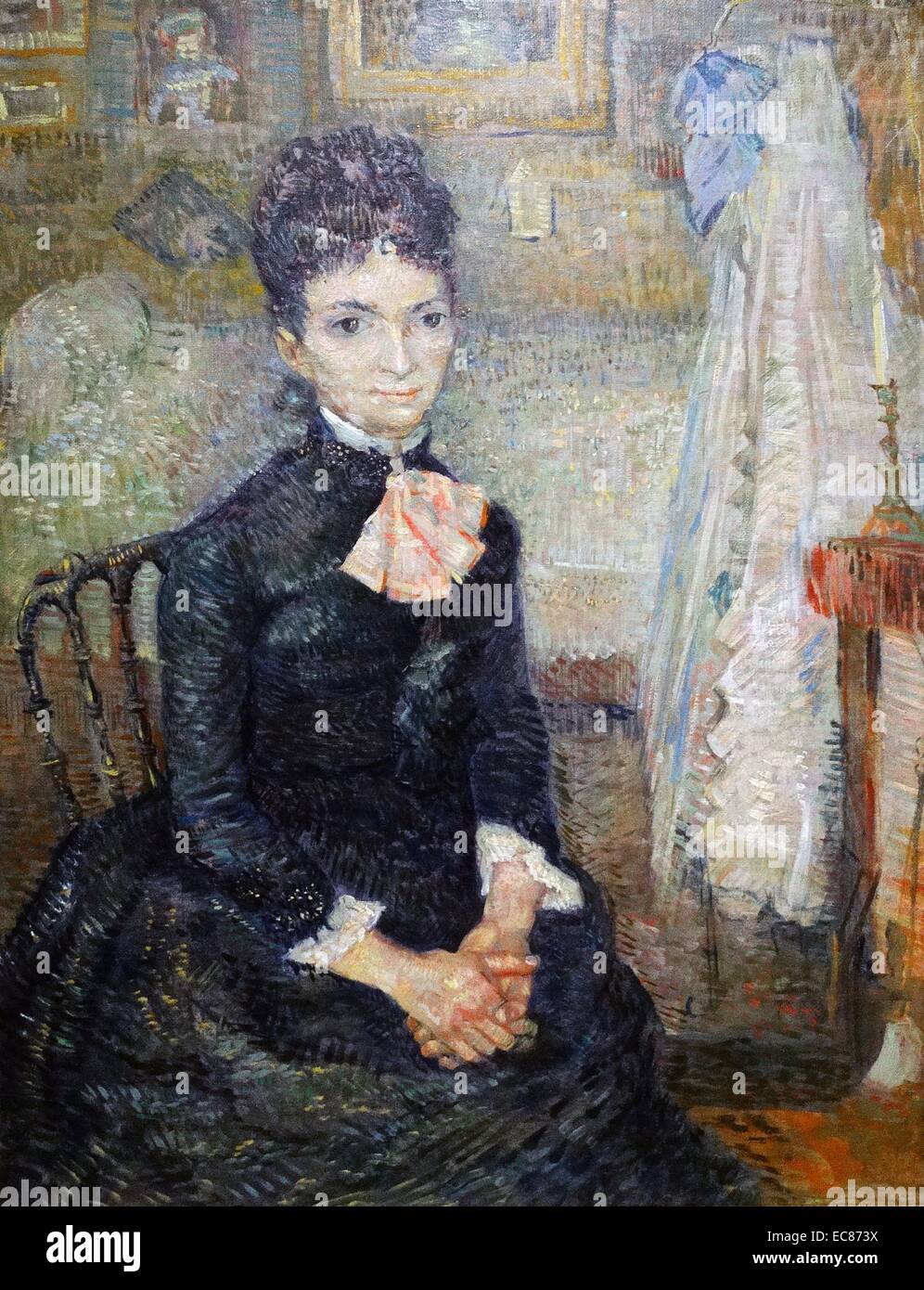 Painting titled 'Mother by a Cradle' a portrait of Leonie Rose Davy ...