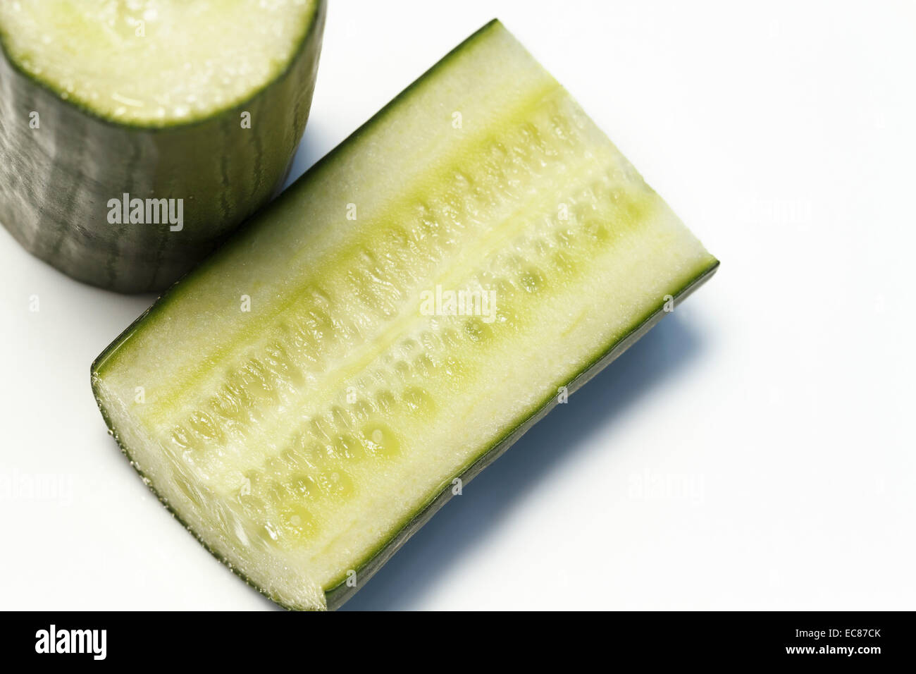cucumber slice and cut, above view, studio shot Stock Photo - Alamy