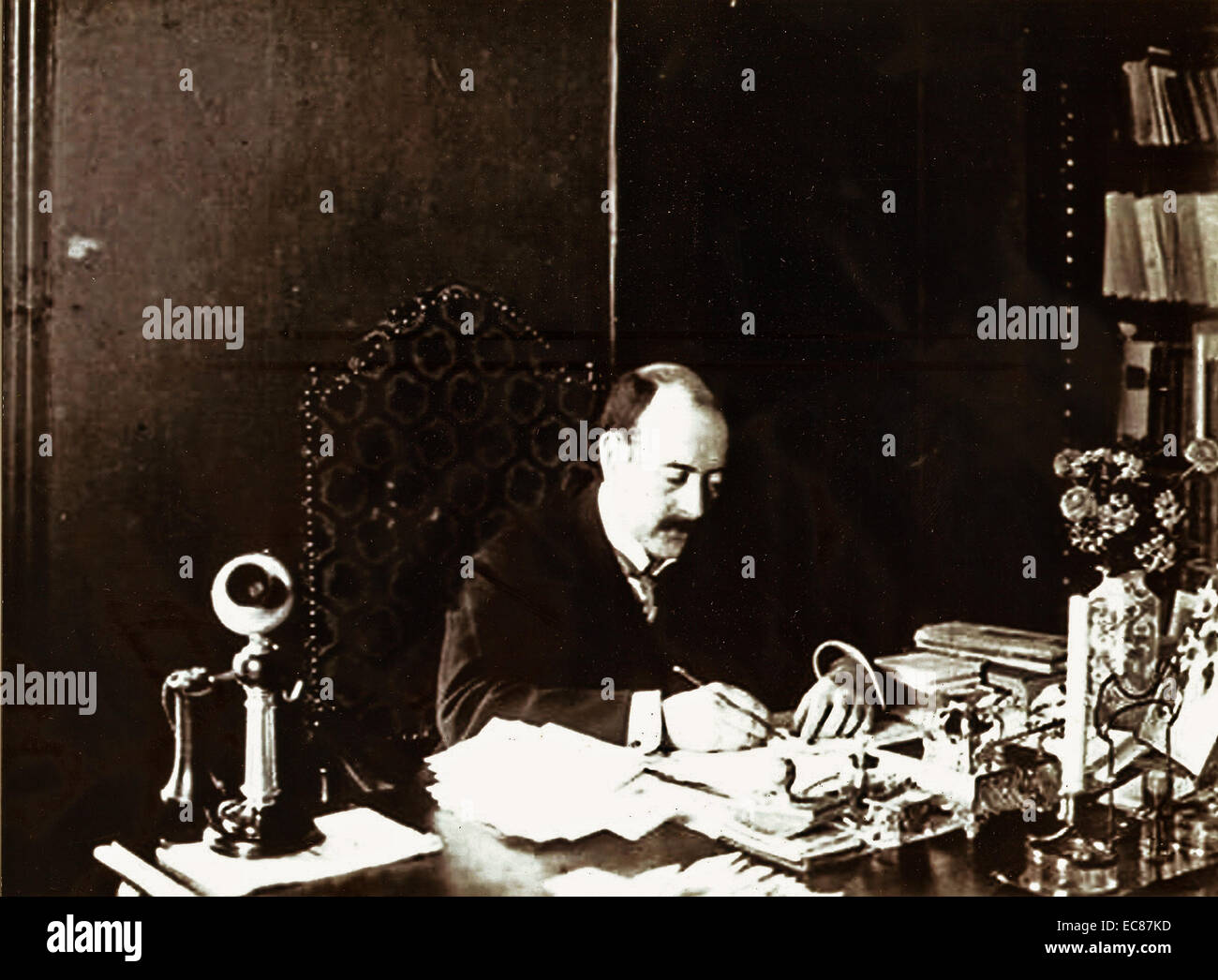 Photograph of Egas Moniz in his office in Parliament. Antonio Caetano ...