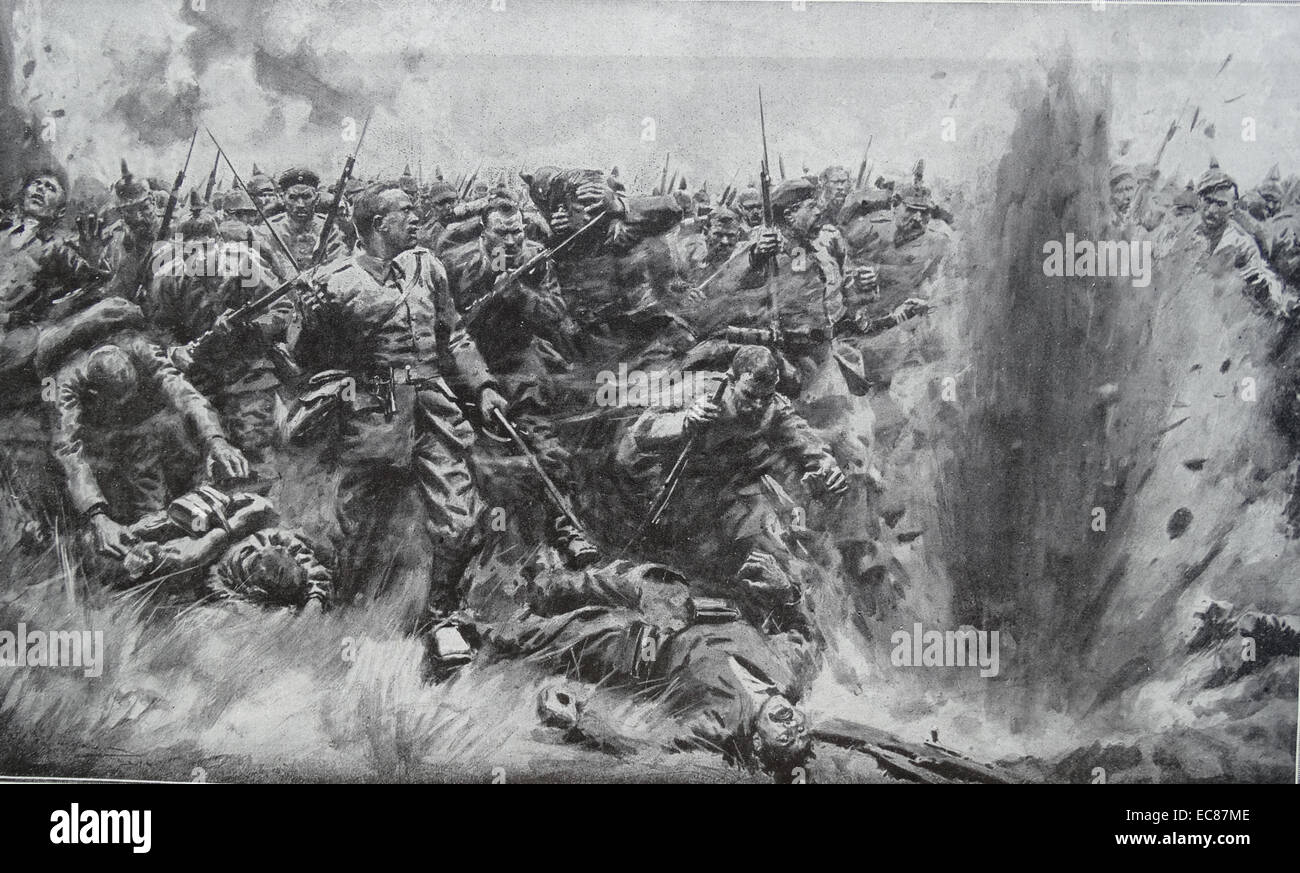 Illustration of a large scale German infantry attack on British ...