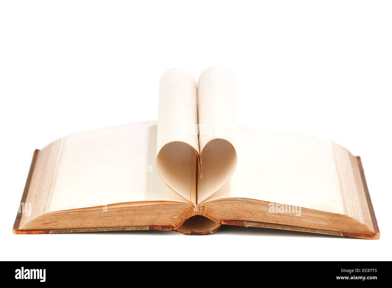 Heart made of blank pages inside a book on white background Stock Photo ...