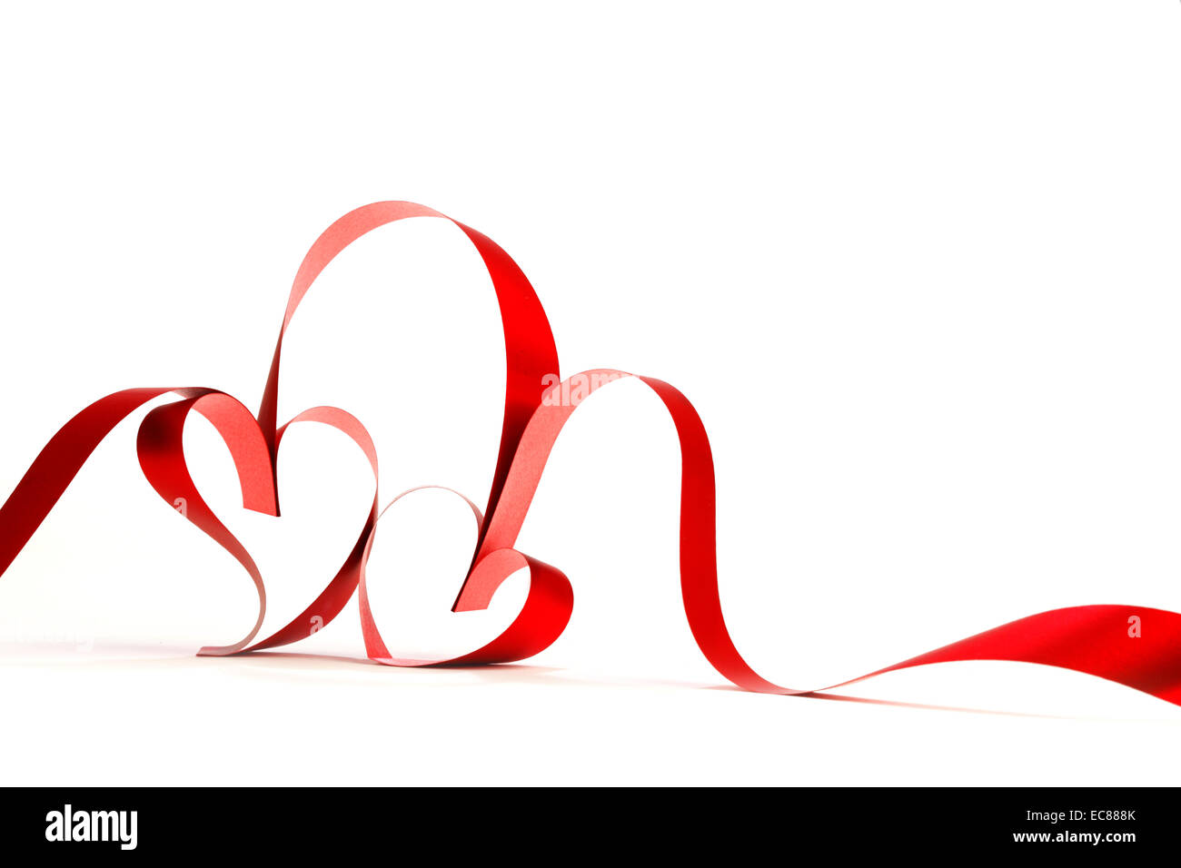Ribbons shaped as hearts on white, valentines day concept Stock Photo ...