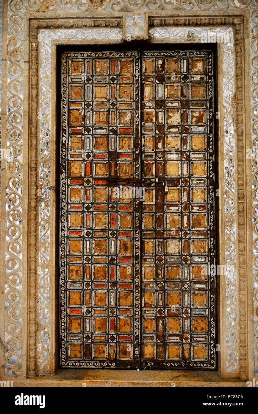 India, Rajasthan, Mewar region, village of Bundi, inlaid with ivory ...