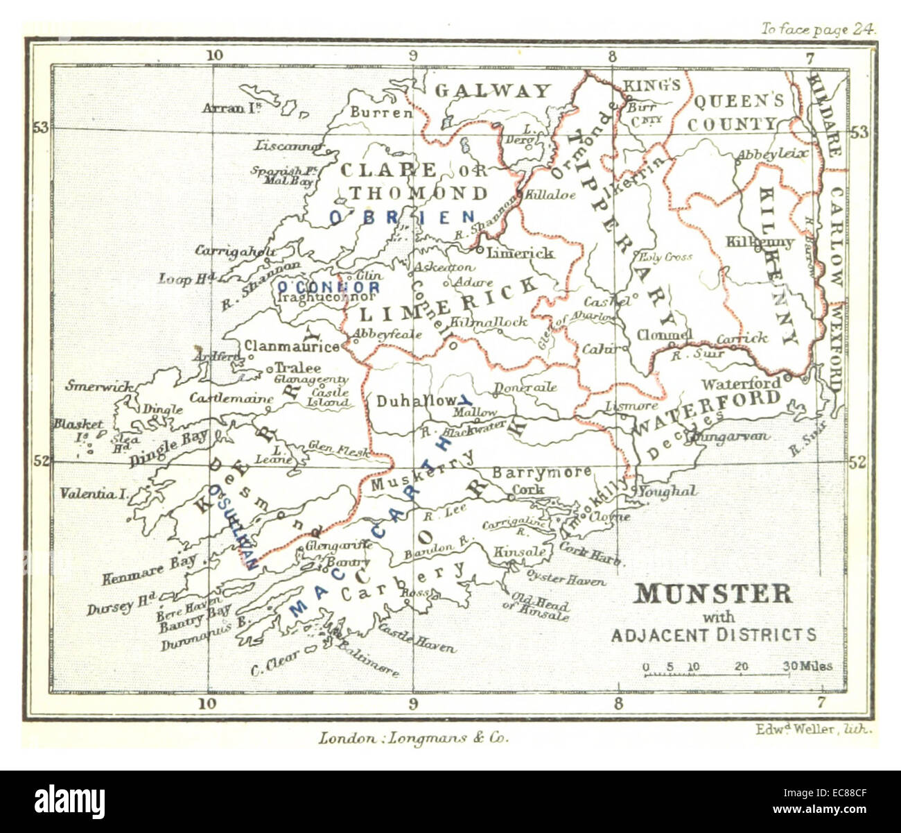 Map of munster Cut Out Stock Images & Pictures - Alamy