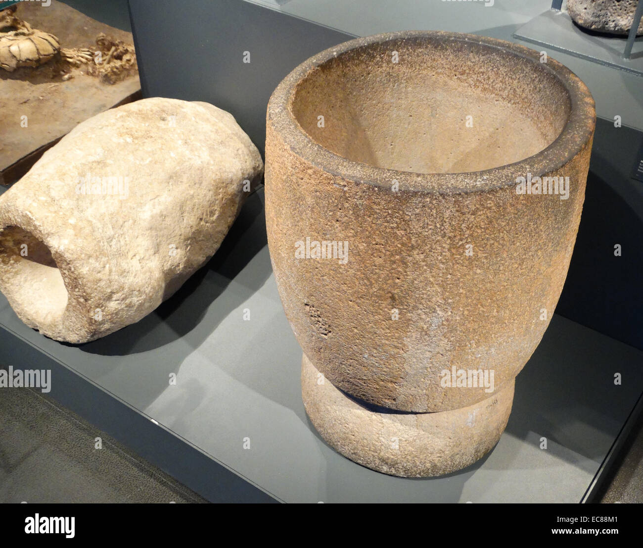 Basalt Mortar located in the Eynan and Hayonim cave, from the Natufian ...