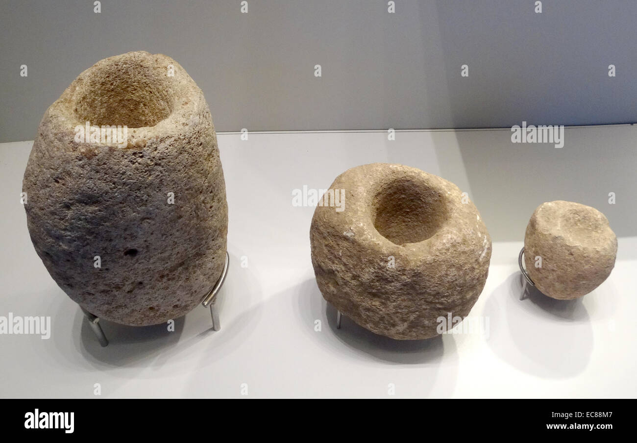 Limestone grinding tool from the Natufian culture, from the Eastern ...