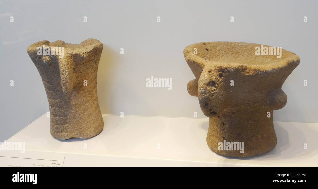 Offering stands from Golan. Over 6,500-5,500 years ago, made from ...