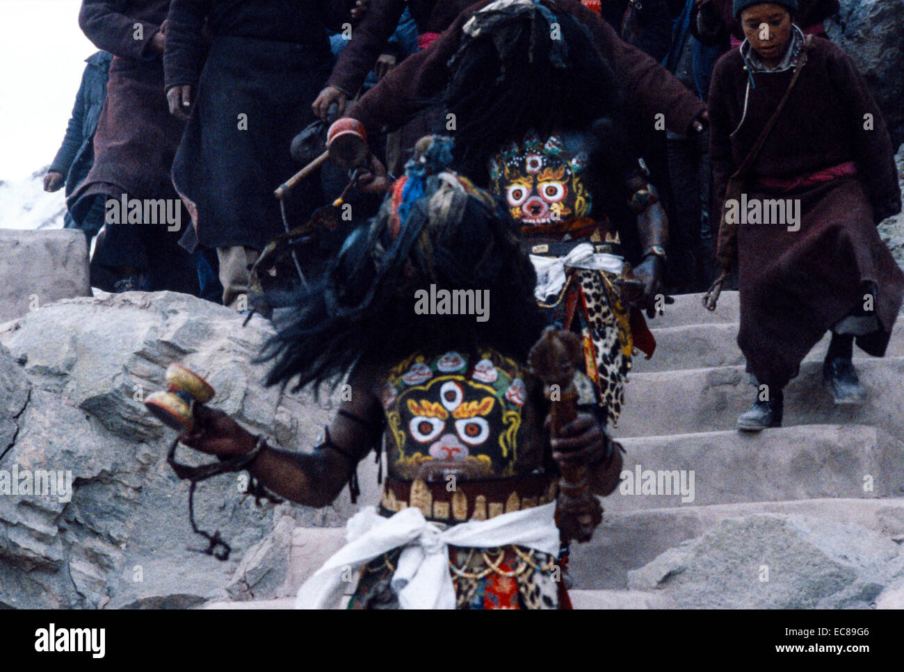 Ladakh Tibet Matho monastery Cham dance ceremony people monks annual ...