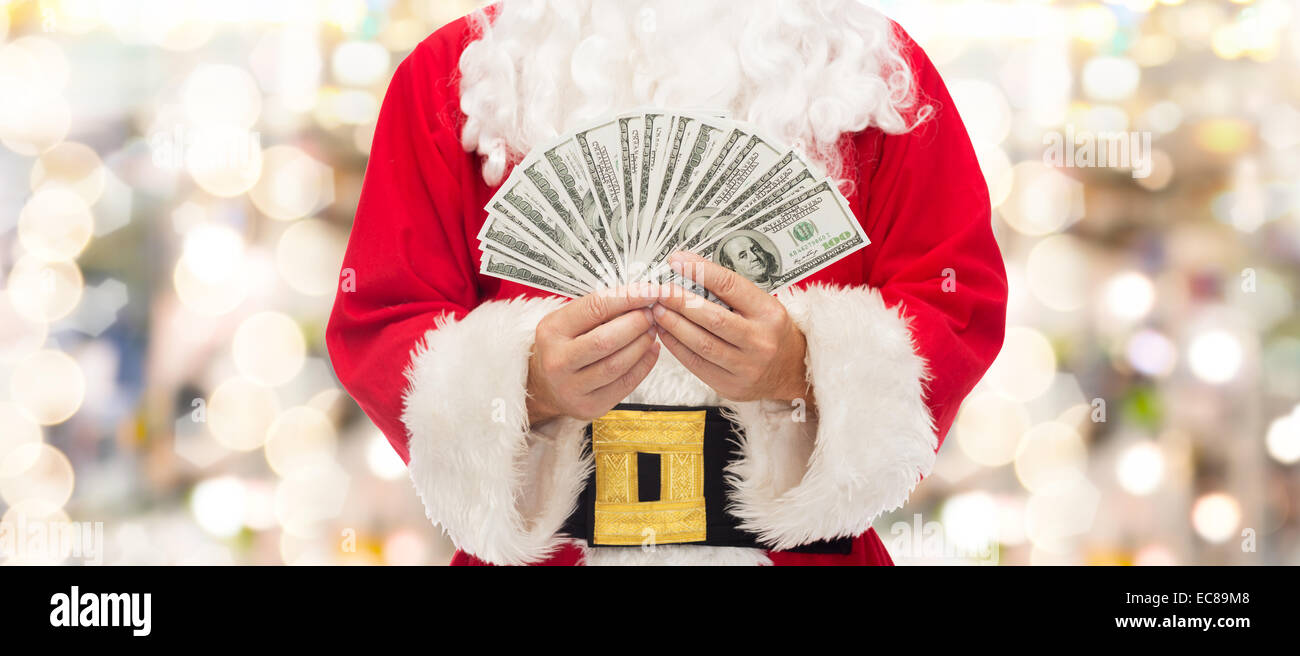 close up of santa claus with dollar money Stock Photo - Alamy