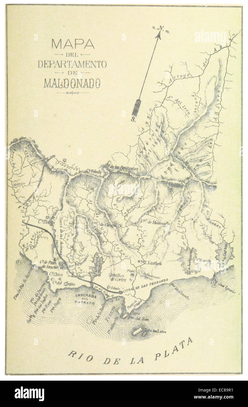 Map from BERA (1882) showing the plan of the Maldonado Department ...