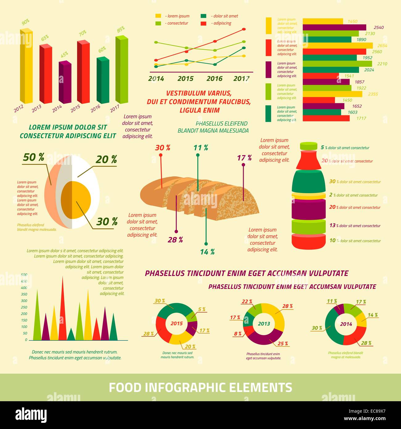Food infographics flat design elements of farming charts and graphs ...