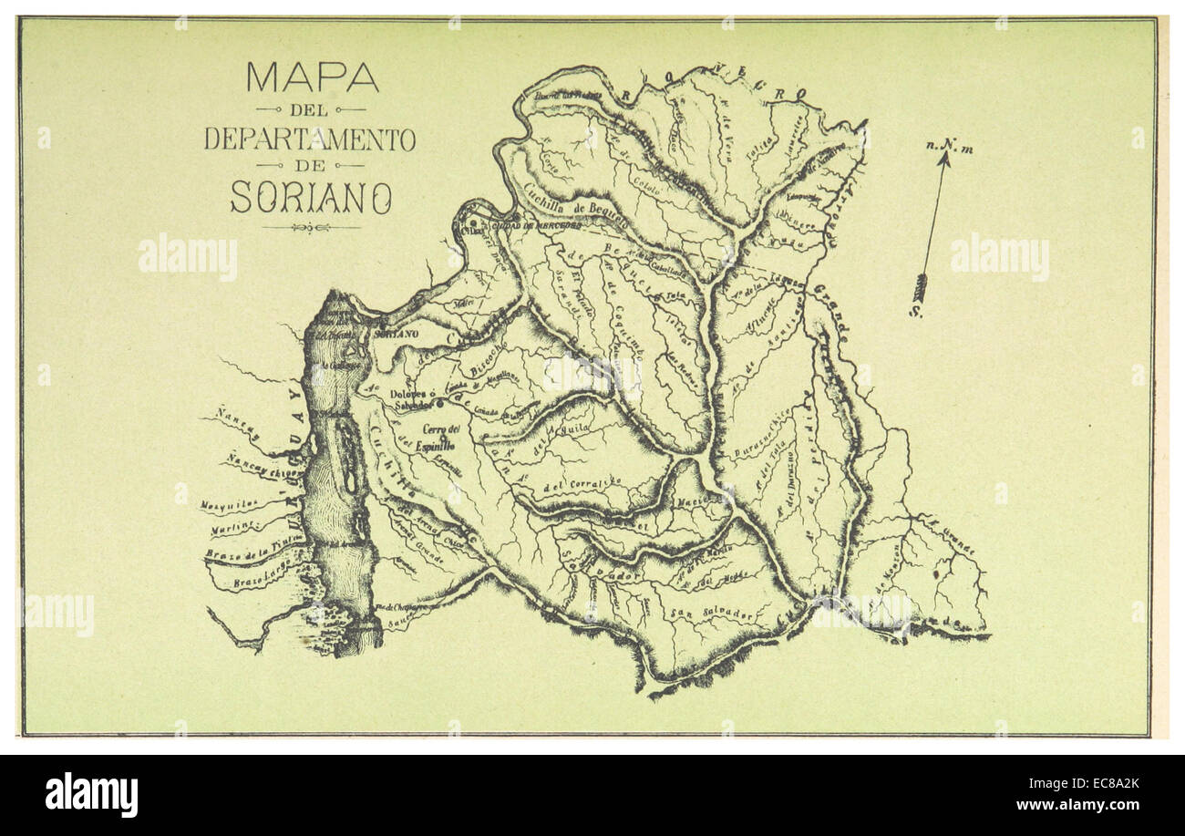This 1882 map by Berra shows the layout of the Department of Soriano in ...