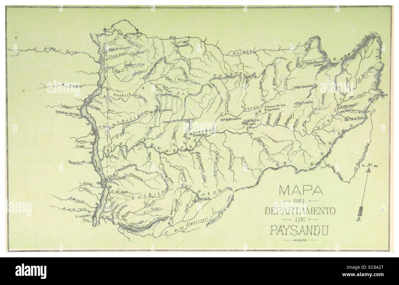 A map from 1882 showing the layout of the Paysandú Department, a region ...