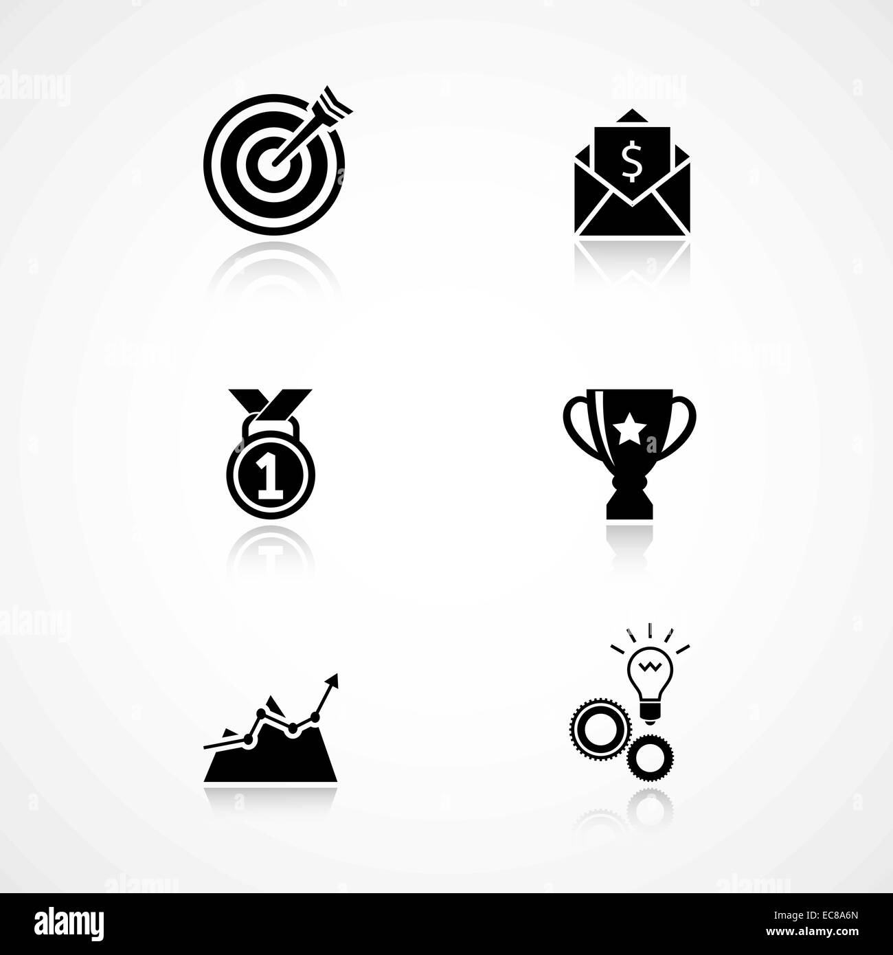 Goal achievement icons set of trophy medal and motivation isolated ...