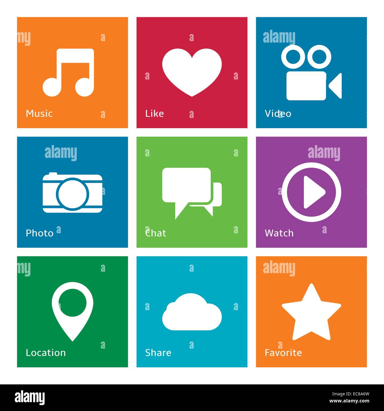 Social media user interface flat elements of favorites bookmarks and ...