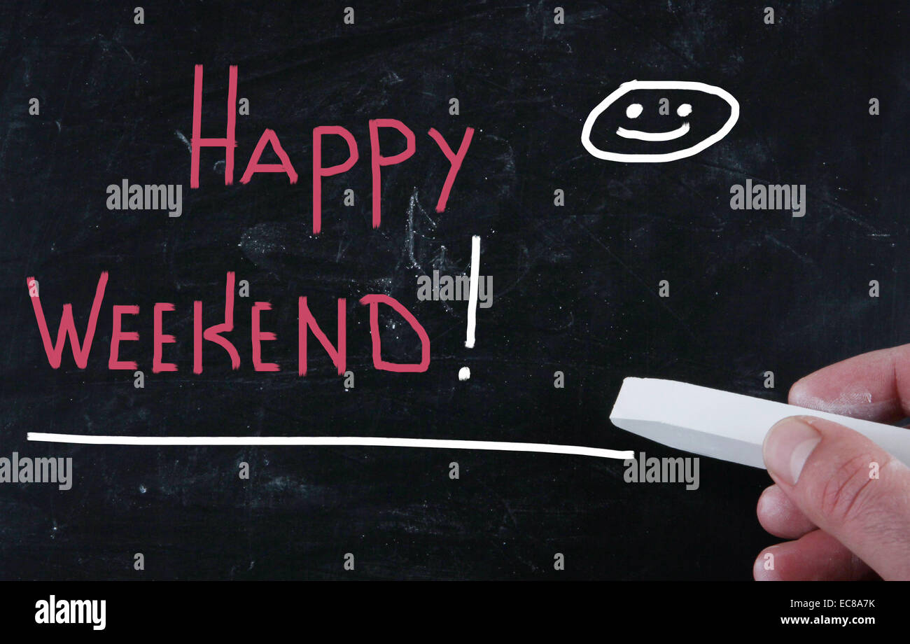 Weekend happy chalkboard hi-res stock photography and images - Alamy