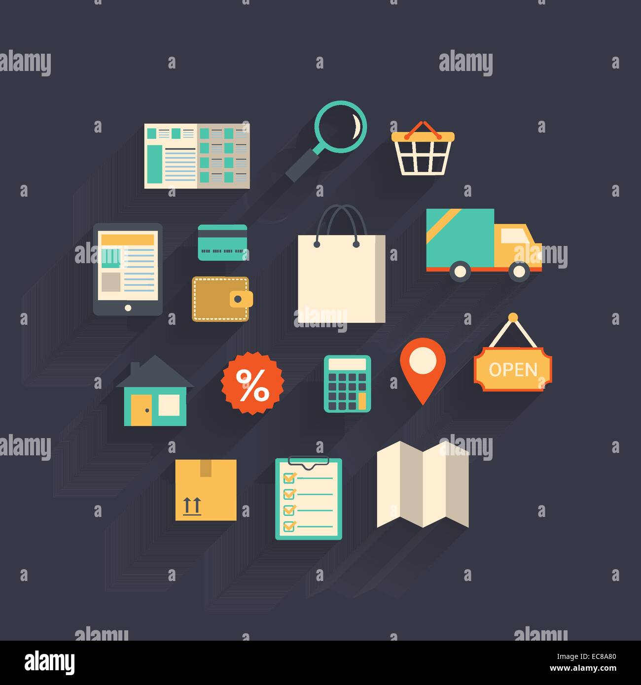 Ecommerce elements in the form of cloud creative concept isolated ...