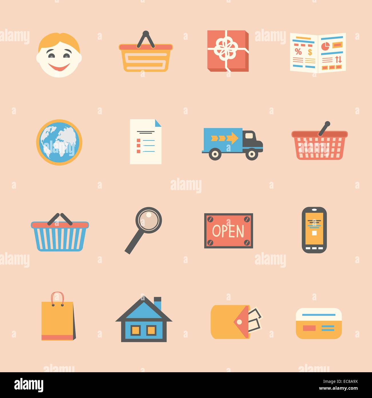 Internet shopping icons set for touch screen of mobile order and online ...