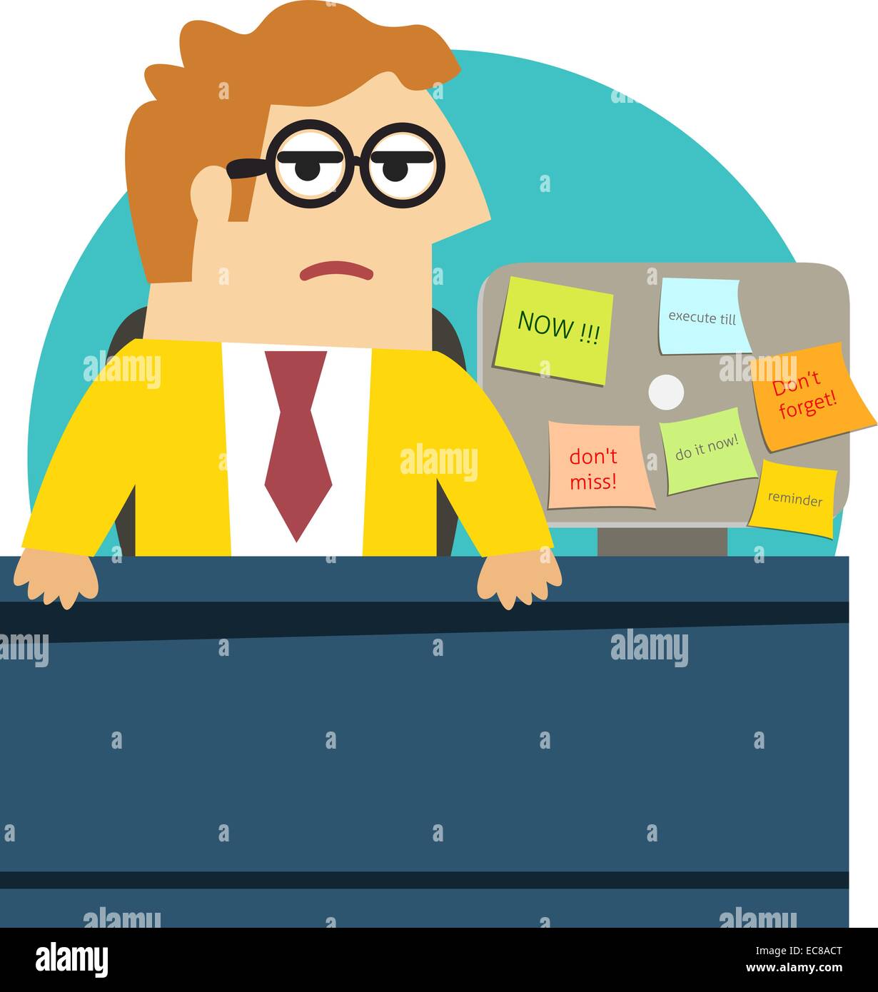 Business life. Worried angry office worker at the desk vector ...