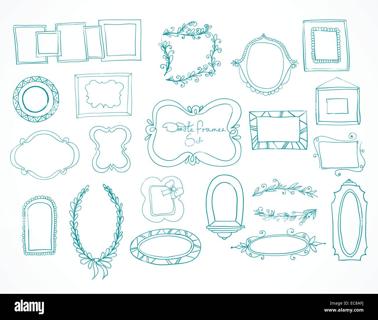 Collection of hand drawn doodle frames and design elements for ...