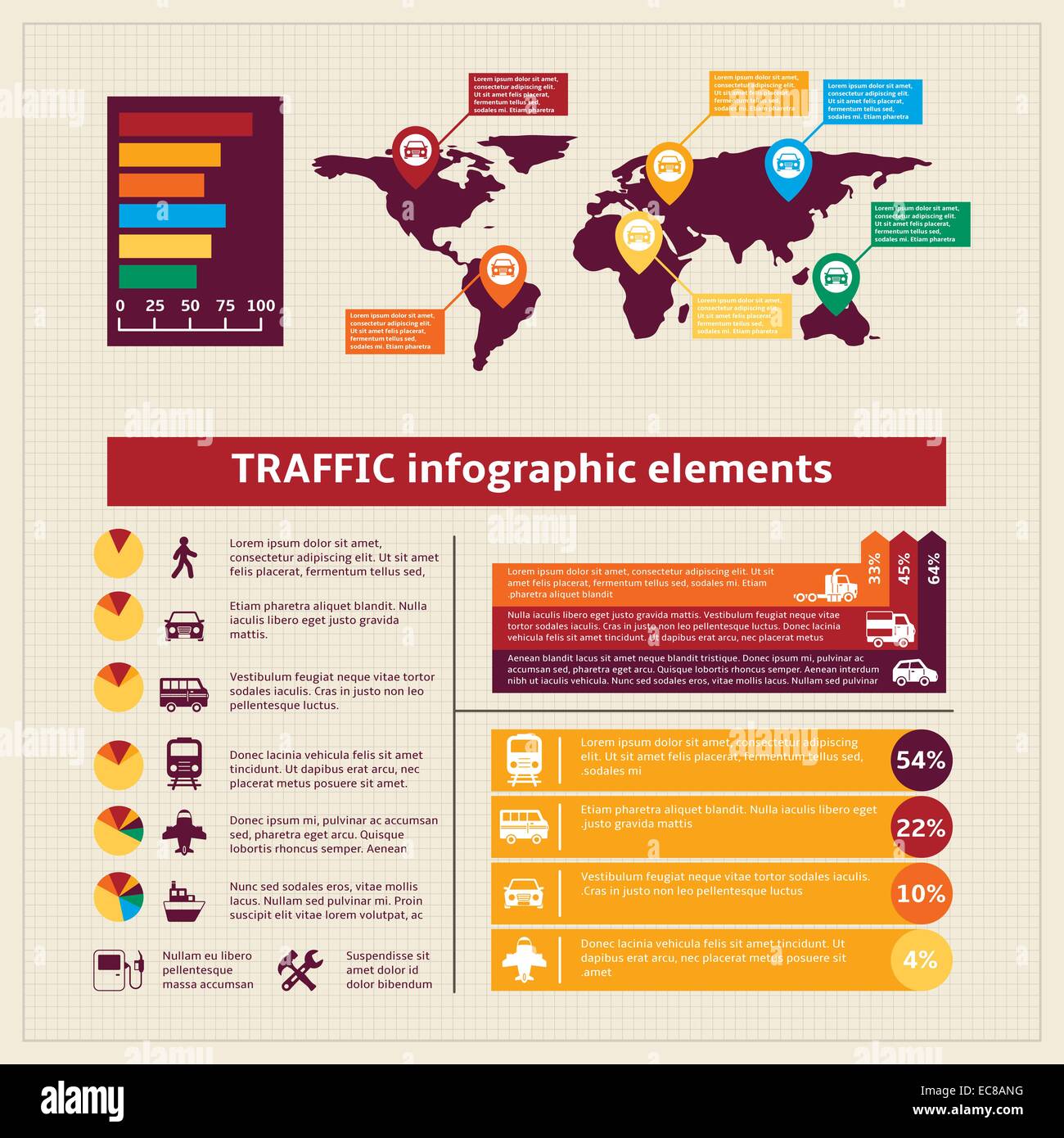Transport traffic infographics elements for charts and graphs vector ...