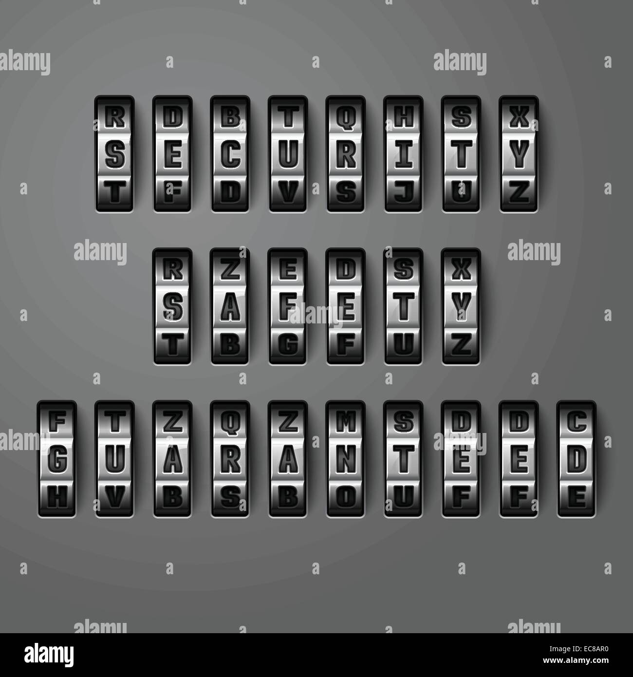 Security safety guaranteed words by mechanical alphabet for combination ...
