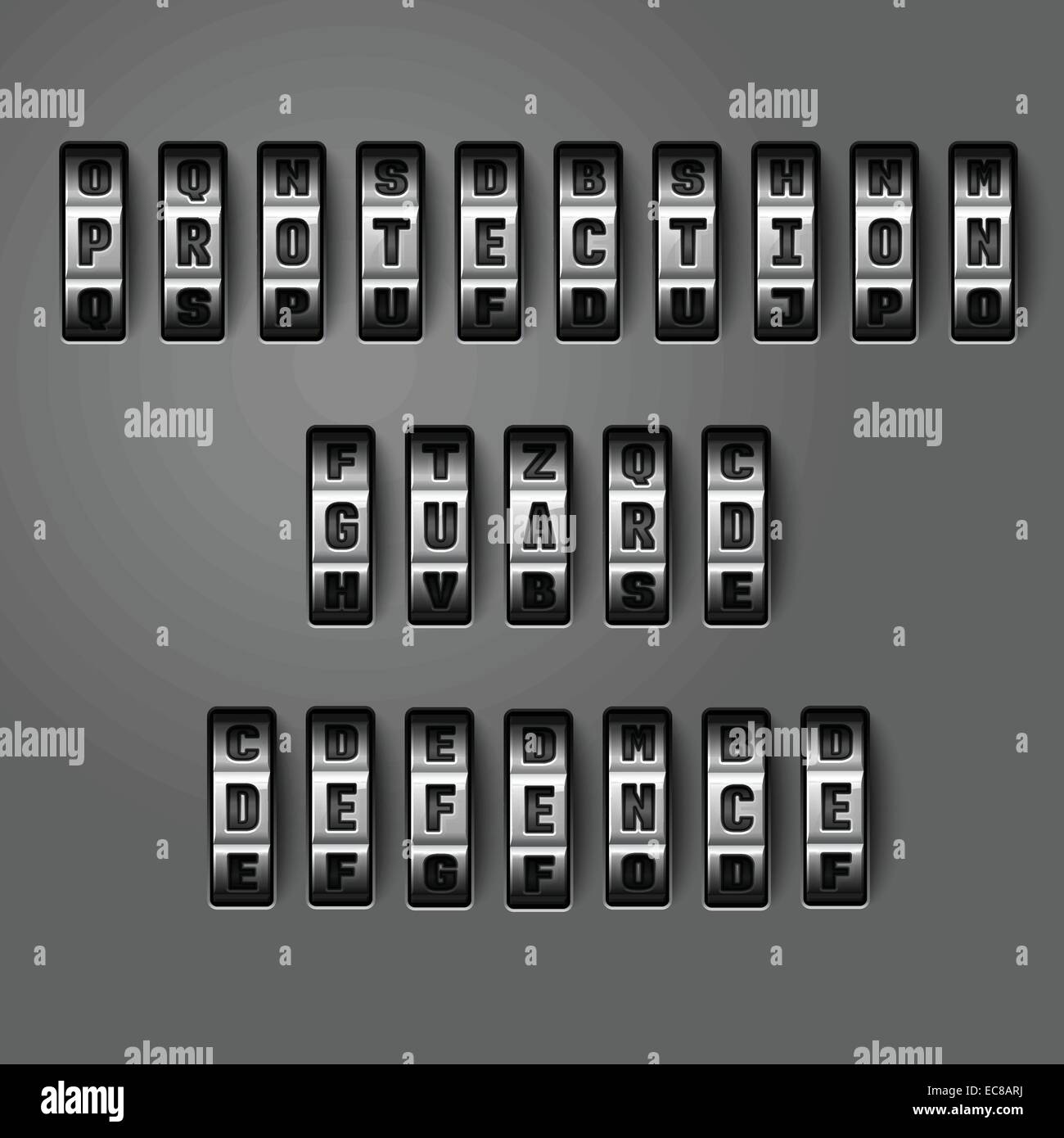Protection guard defence words by mechanical alphabet for combination ...