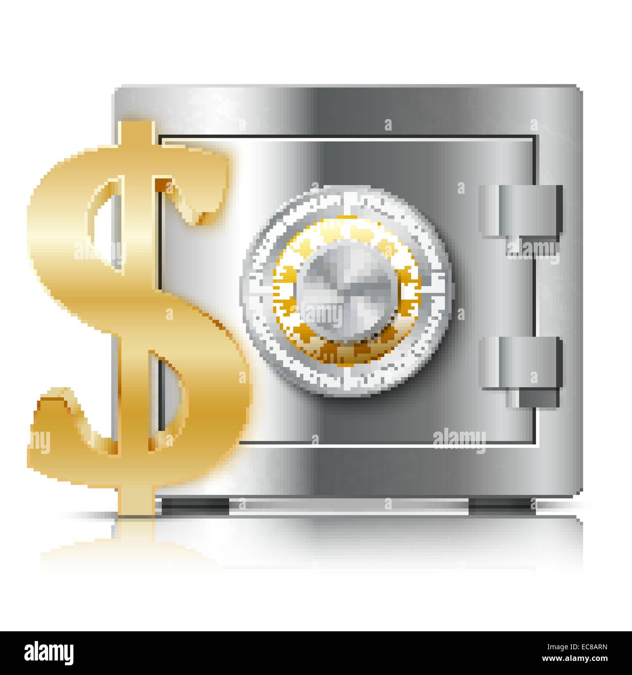 Realistic steel safe icon security concept with code lock and dollar ...